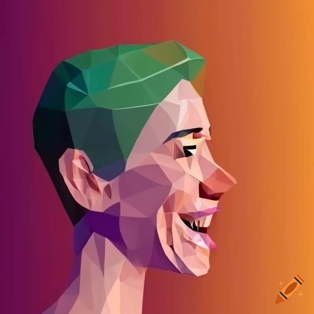 Joyful human profile in low poly style on Craiyon