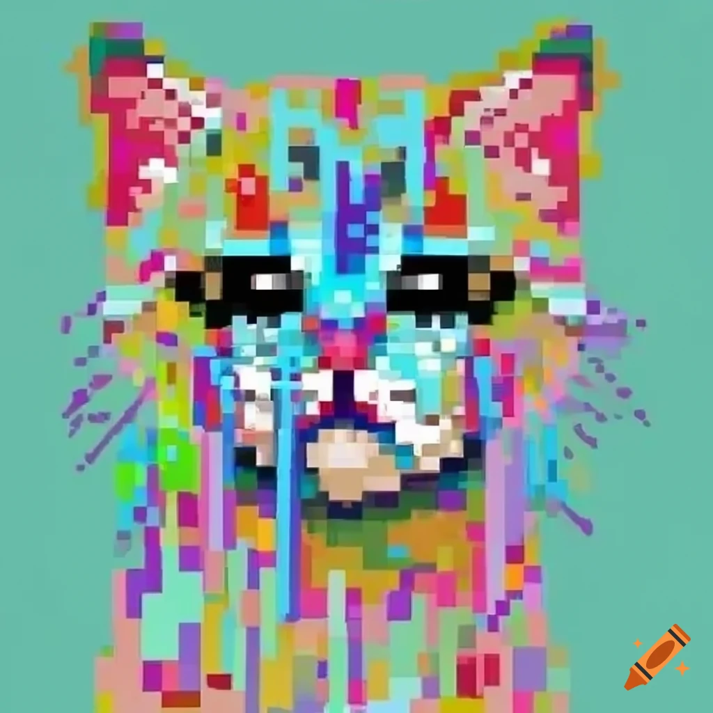 Sad crying cat in 8-bit art style on Craiyon
