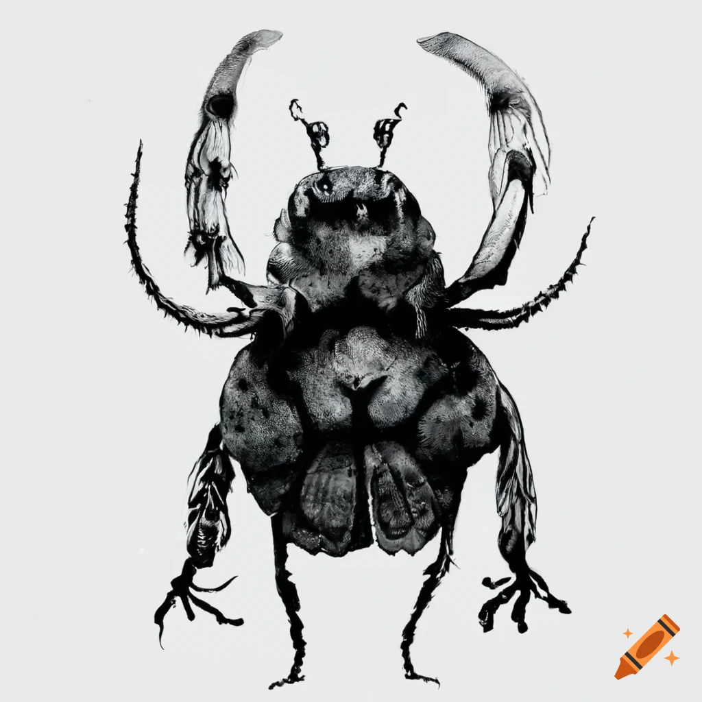 Black and white monster cockroach insect on Craiyon