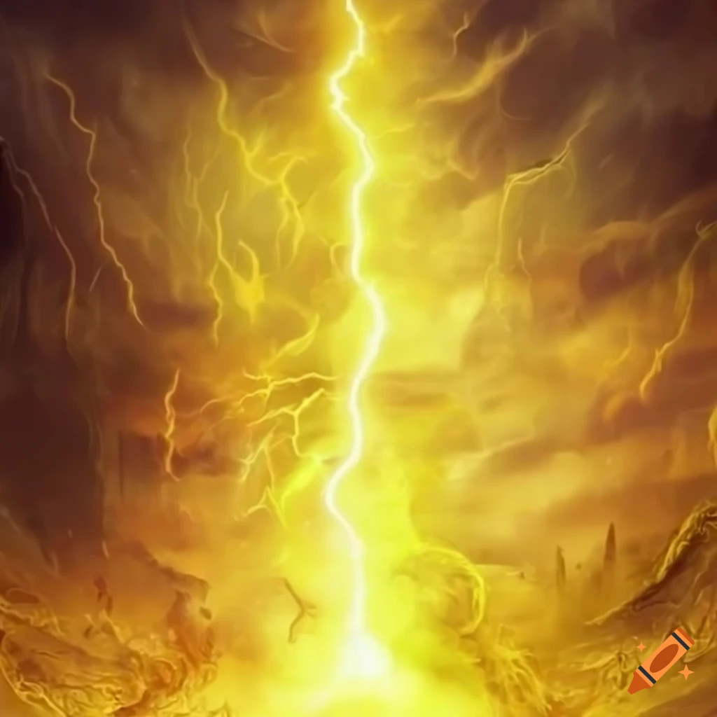 Fantasy mythic yellow thunder background on Craiyon