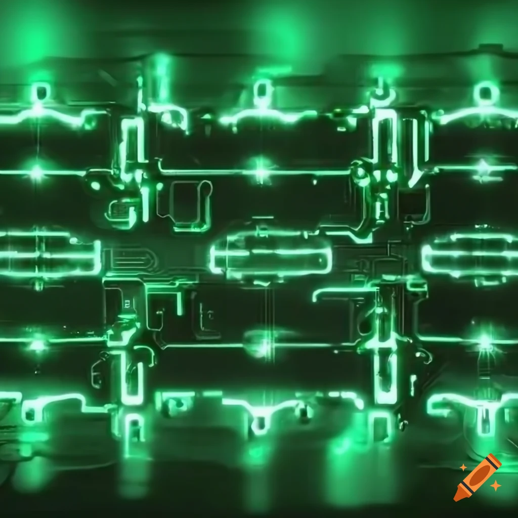 Neon green glowing circuits on Craiyon