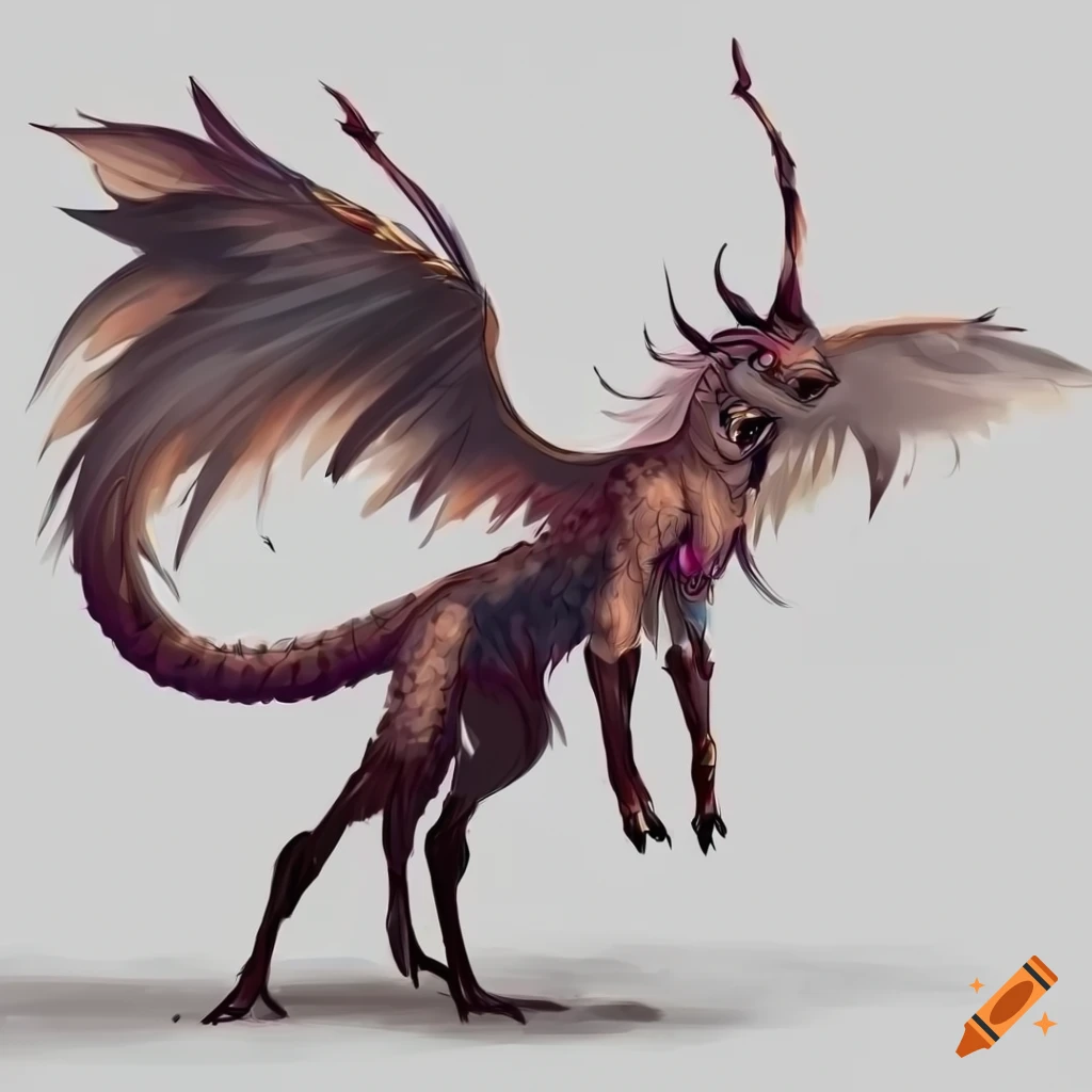 Elegant and graceful hybrid mythical creature with large expressive eyes and a long tail on Craiyon