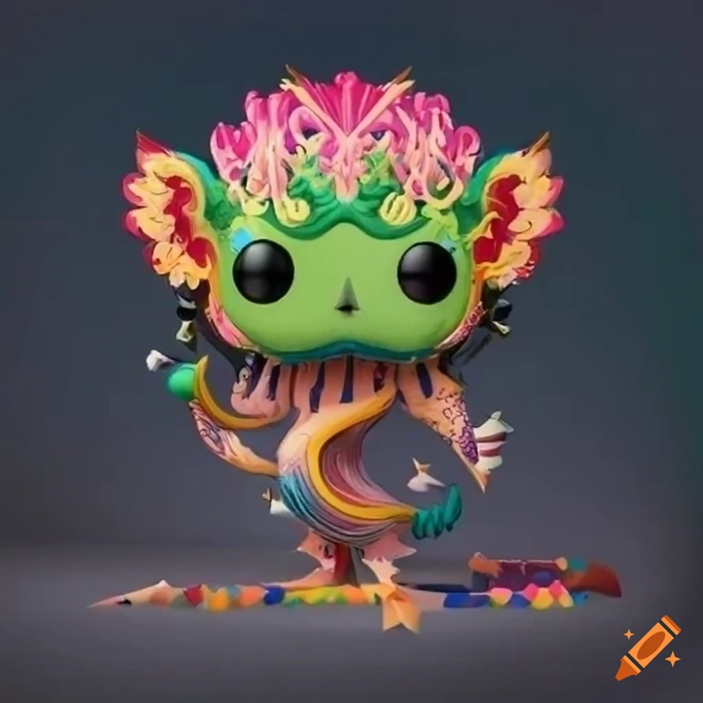 Funko pop style world with tribal ancient art landscape and cosmos ...