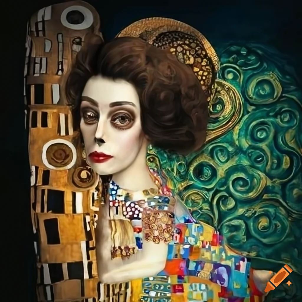 Surrealist painting inspired by Klimt featuring a woman and the concept ...