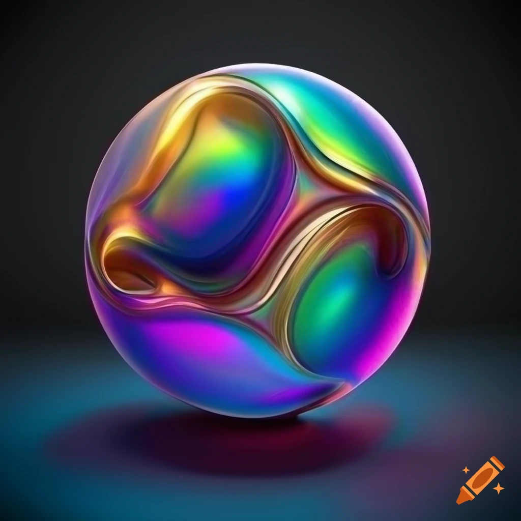 Sculpted 4K ultra HD abstract 3D art with colorful iridescent orb on ...