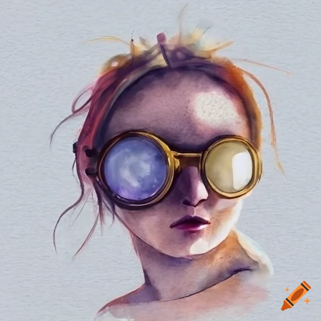 Big round goggles with white lenses on Craiyon