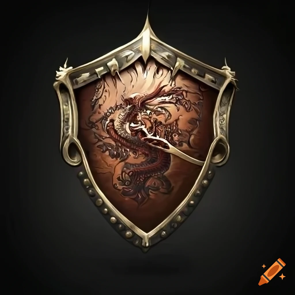 Detailed shield with a sword and dragon emblem on Craiyon