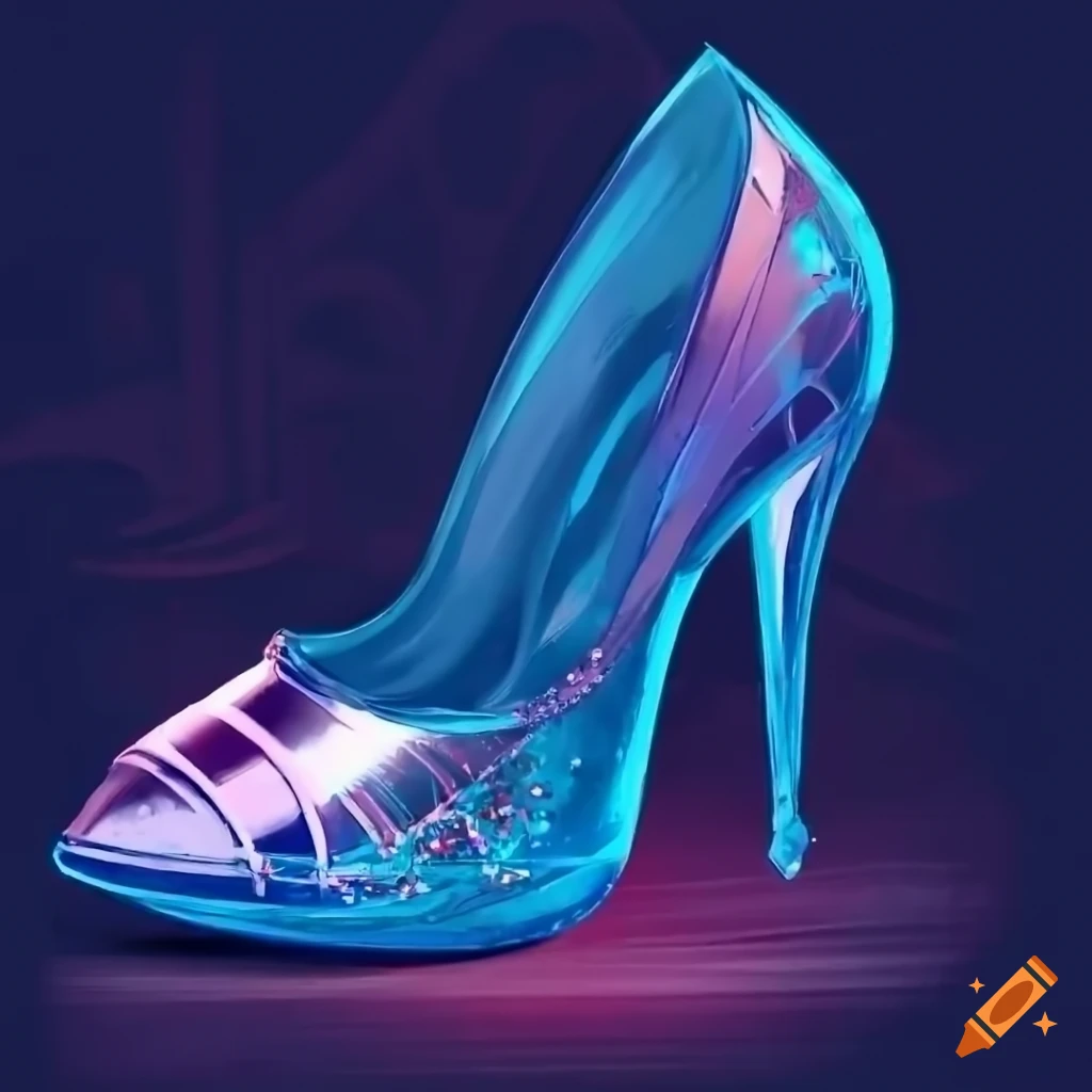 Art deco illustration of cinderella's glass slipper in vibrant jewel ...