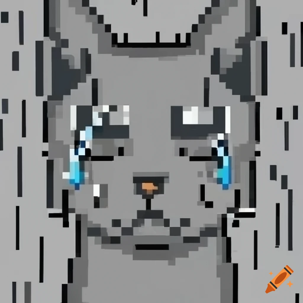 Sad crying cat in 8-bit art style on Craiyon
