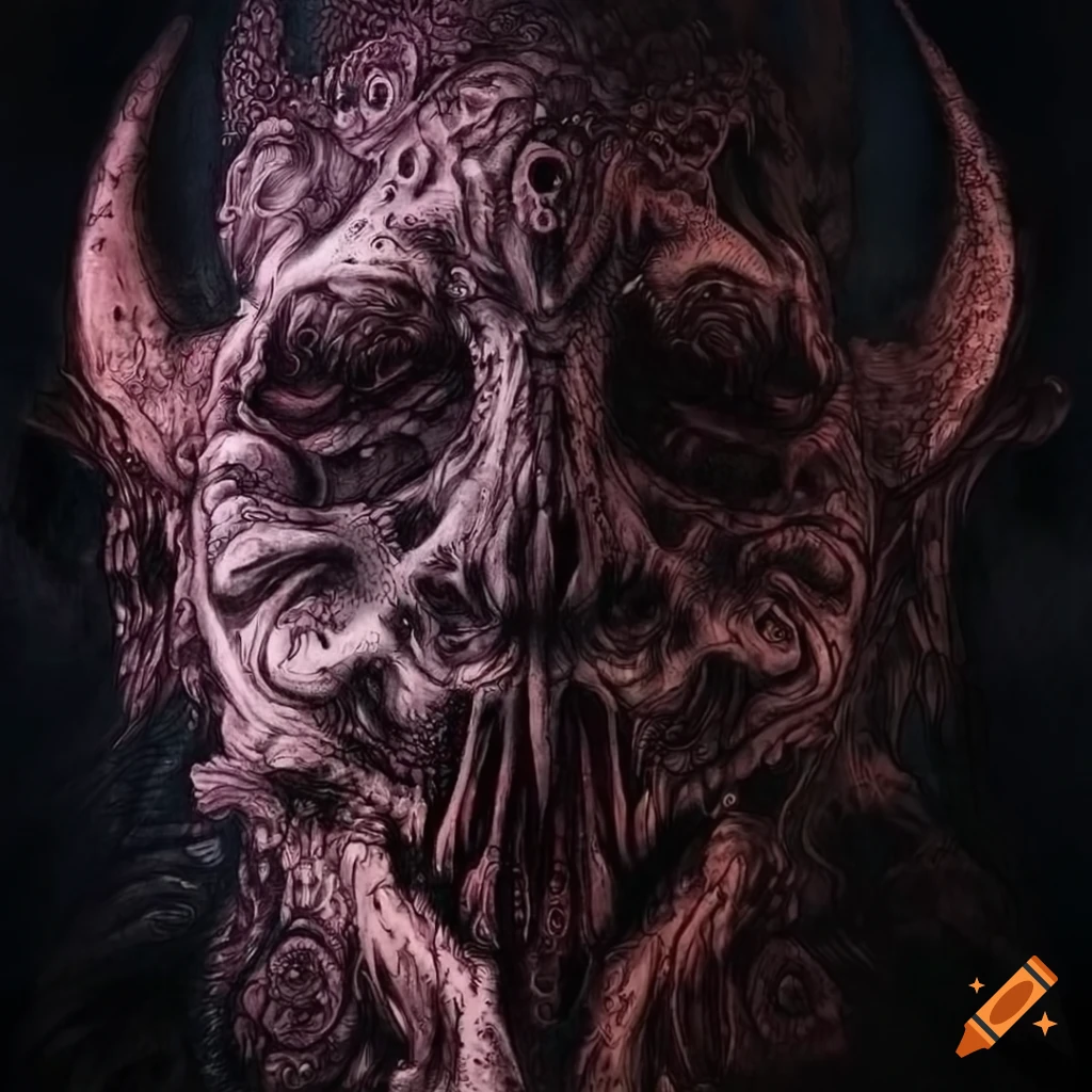 Intricately detailed sleep paralysis demon in a non-human dream on Craiyon