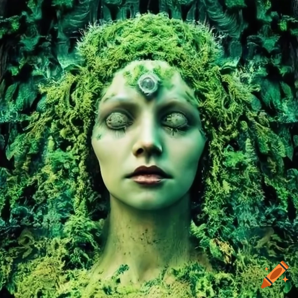 Moss-covered ancient goddess of vegetation on Craiyon
