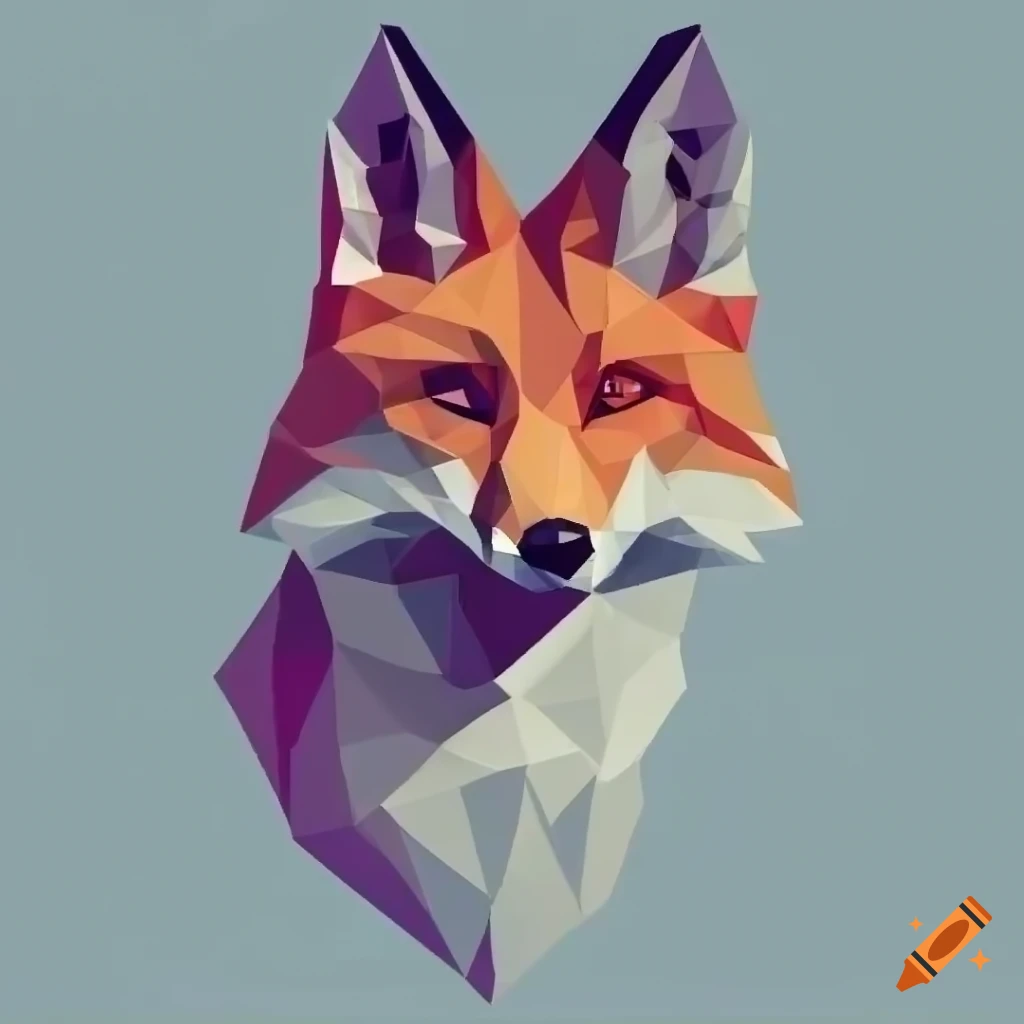 Low poly fox with triangular shapes and minimal color palette on Craiyon