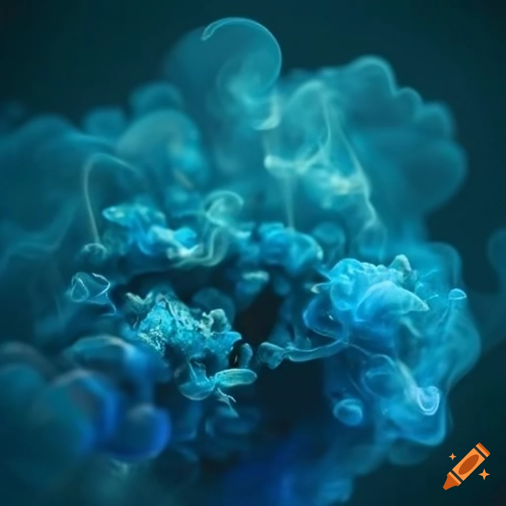 Blue smoke with tiny weed leaves on Craiyon