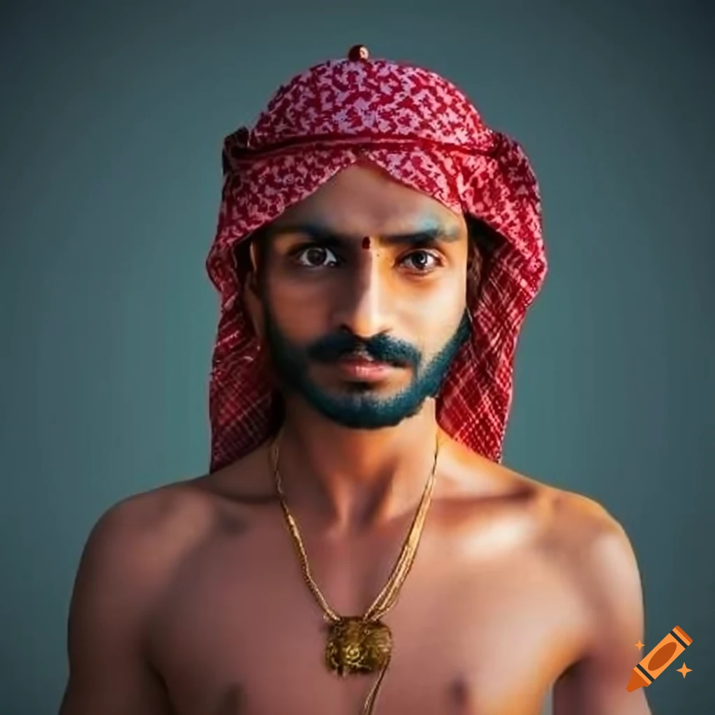 Arab Man In Traditional Attire With Kerala Dhoti On Shoulders On Craiyon