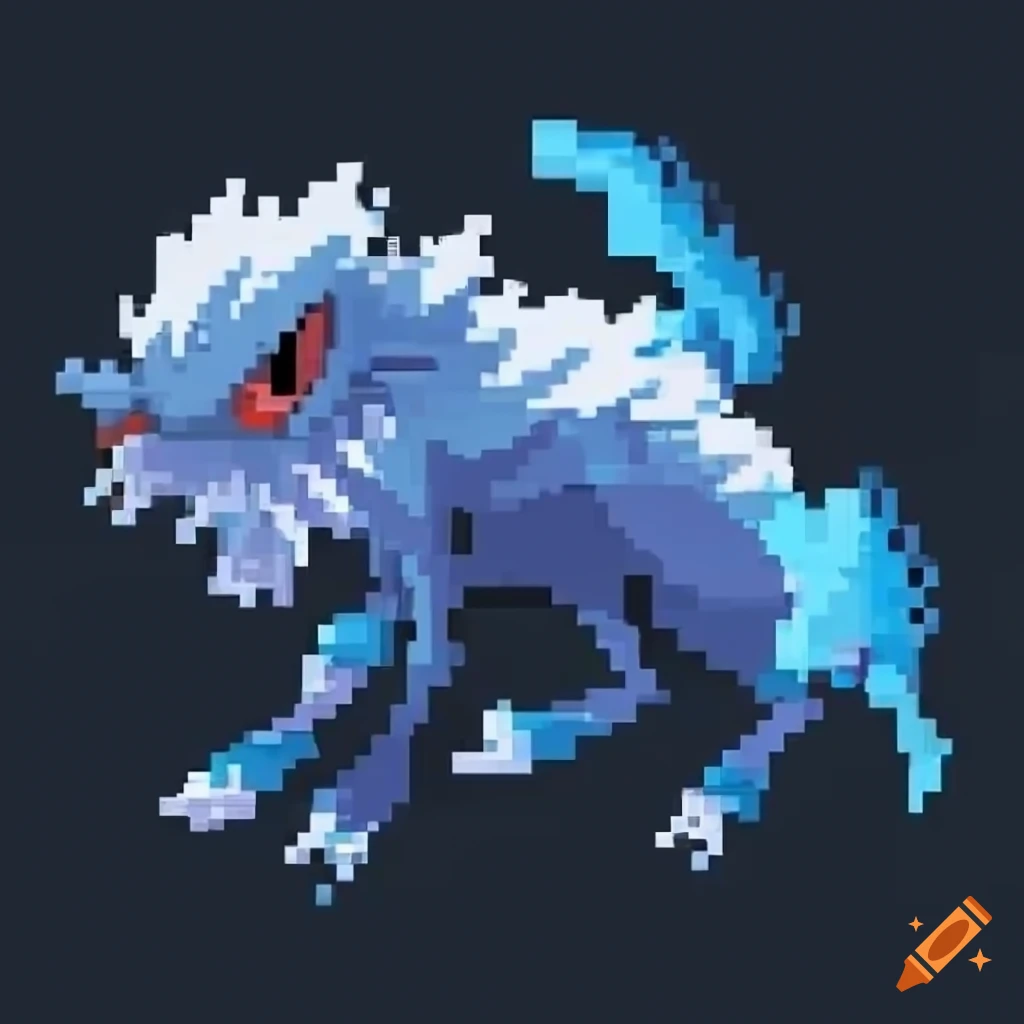 Serious Pokemon Remorsless Lo-form in pixel art on Craiyon