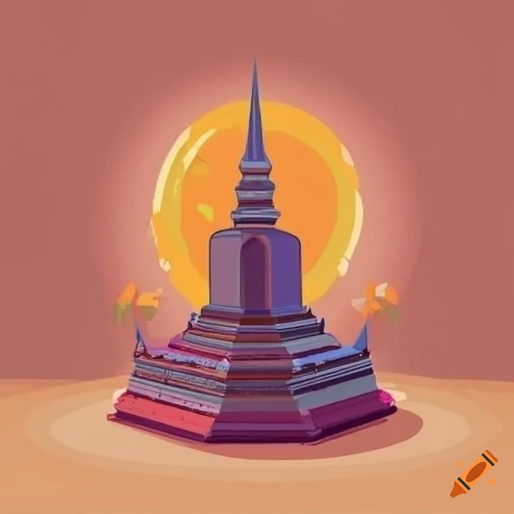 Temple in thailand depicted in a cartoon style on Craiyon