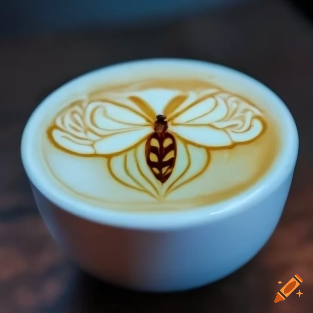 Latte art design of a cicada insect above foam on Craiyon
