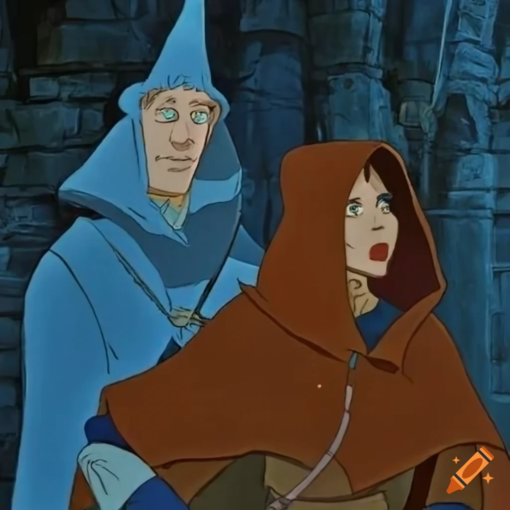 Detailed portrait of a wizard and rogue adventurers in disney cel animation style on Craiyon