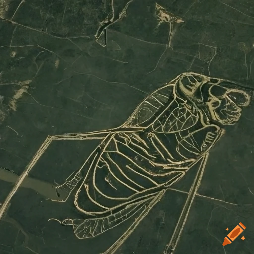 Intricately detailed large cicada depicted in nazca marks from high ...