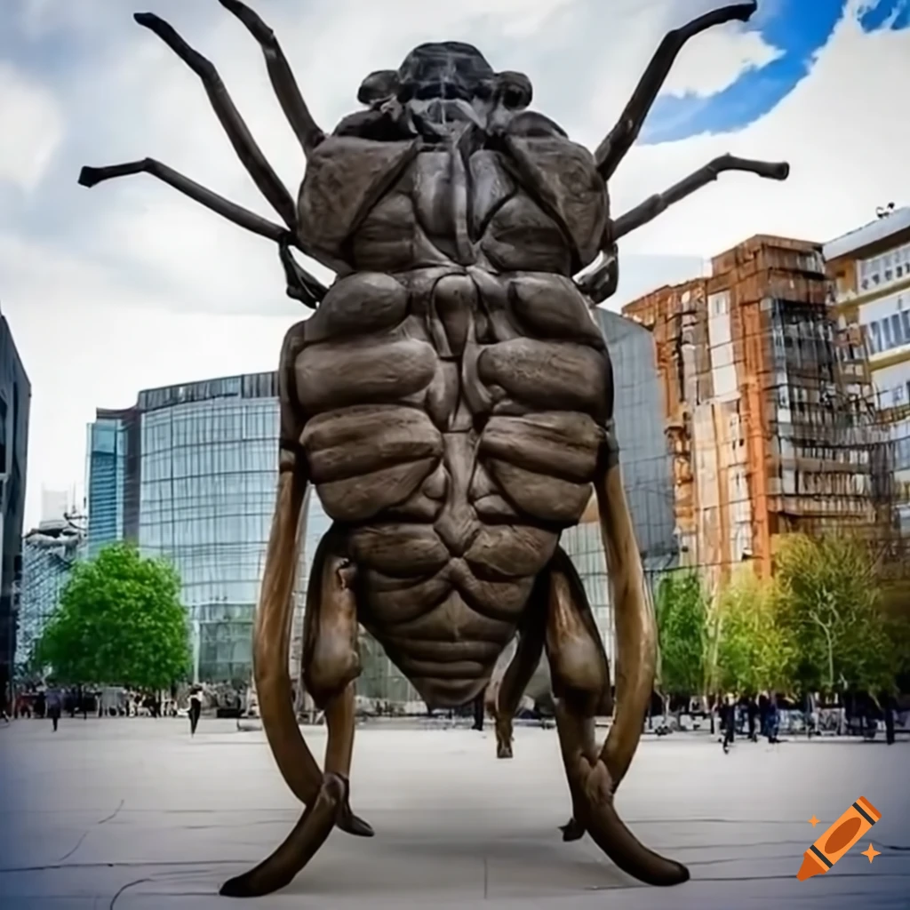 Surreal art of a transformed picasso statue as a giant cicada in daley ...