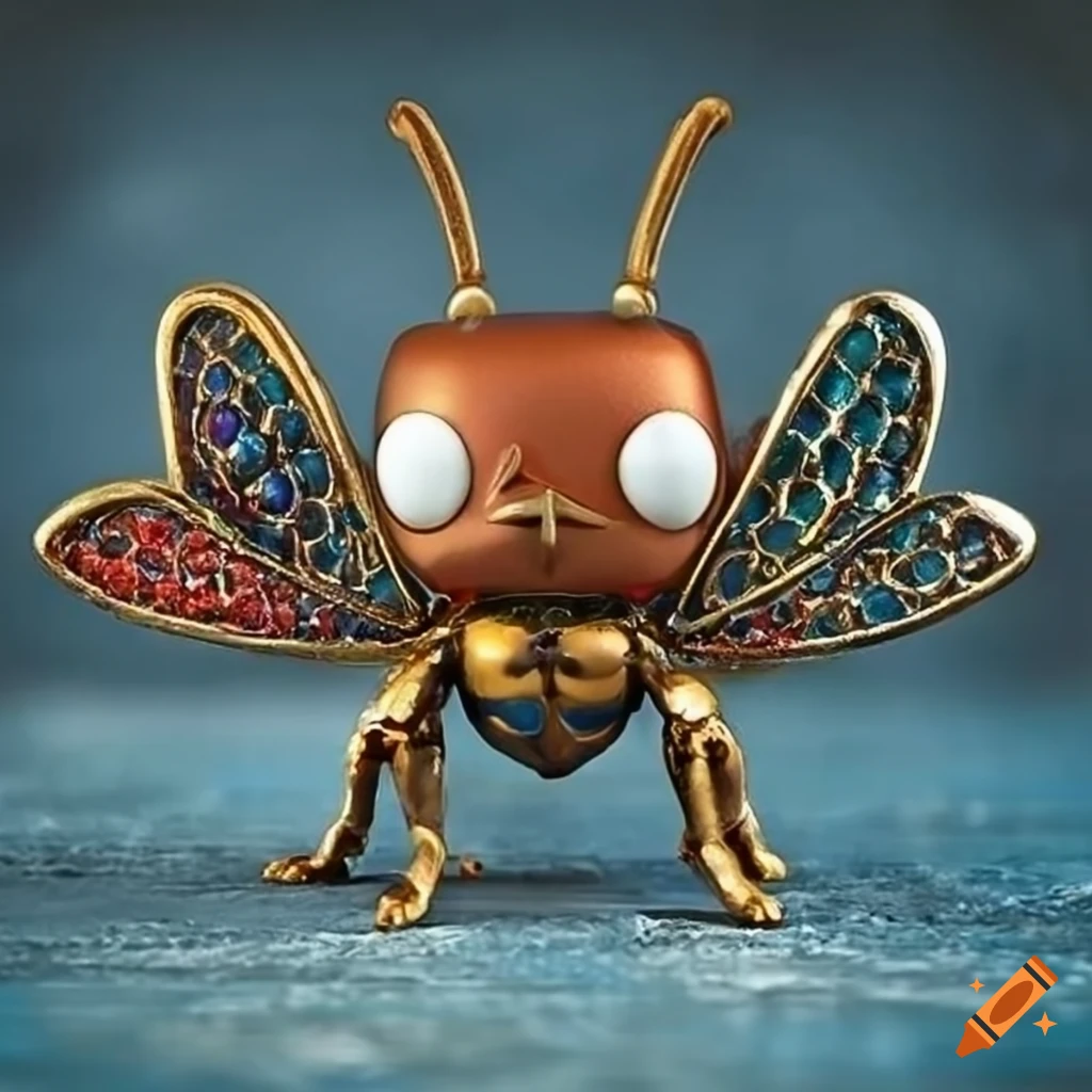 Funko pop world bee wasp with gemstone wings on concrete background on ...