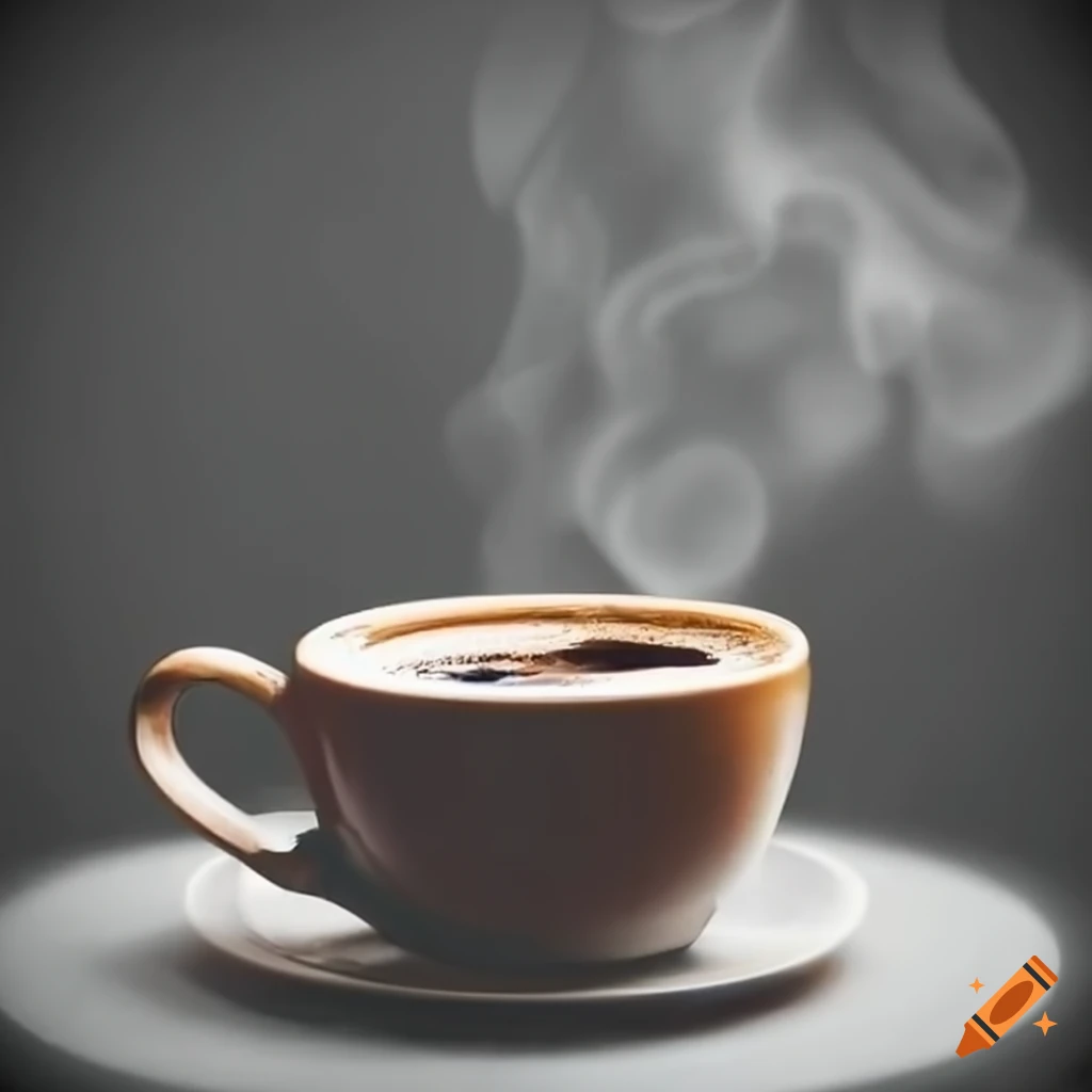 Close-up of hot coffee with steam rising on Craiyon