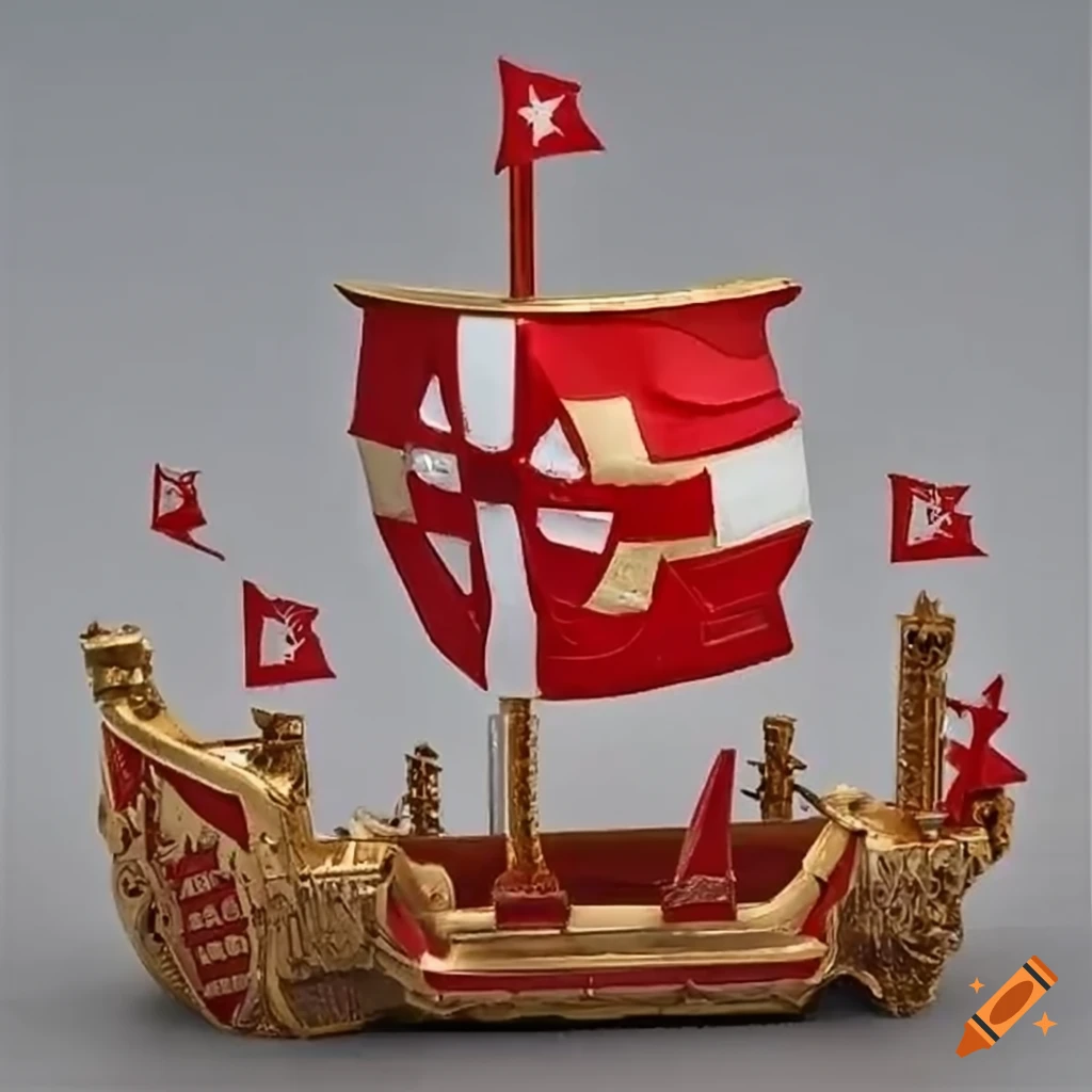 Christopher columbus ship in red and gold colors on Craiyon