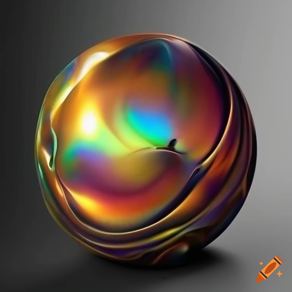 Sculpted 4K ultra HD abstract 3D art with colorful iridescent orb on ...