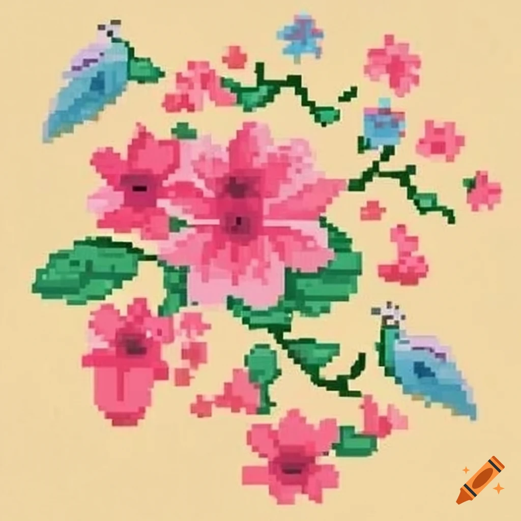 Pixel blossoms 32x32 on Craiyon