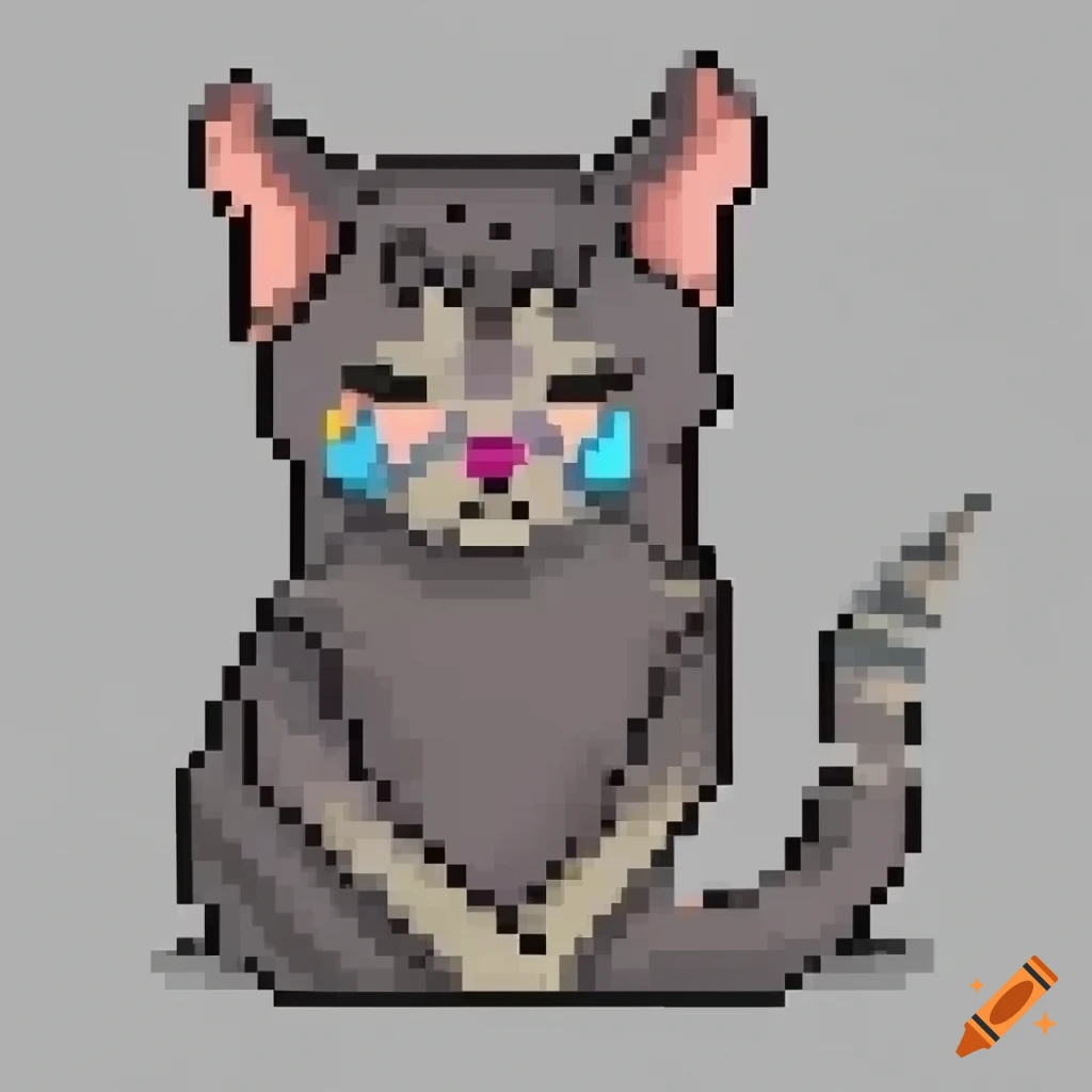 8 bit sad crying cat art style on Craiyon