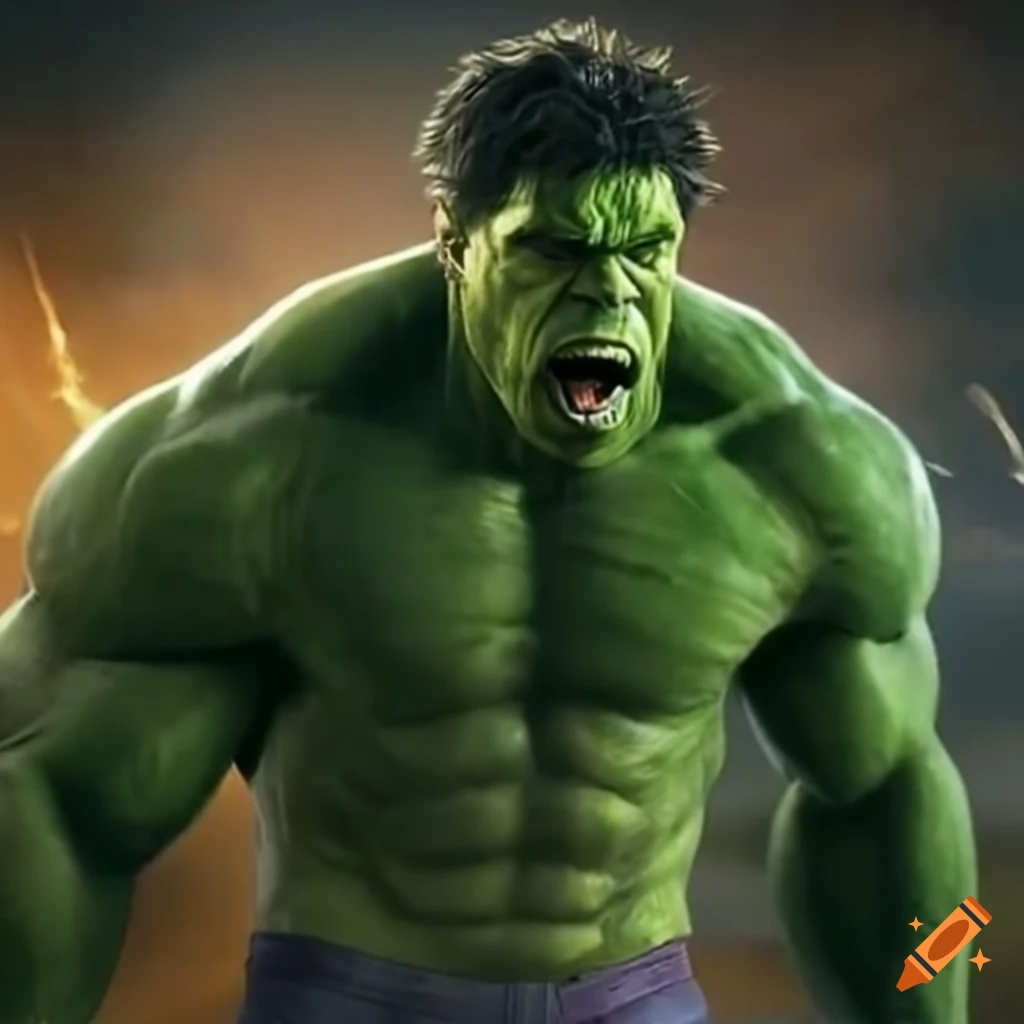 Hulk running away from a goat on Craiyon