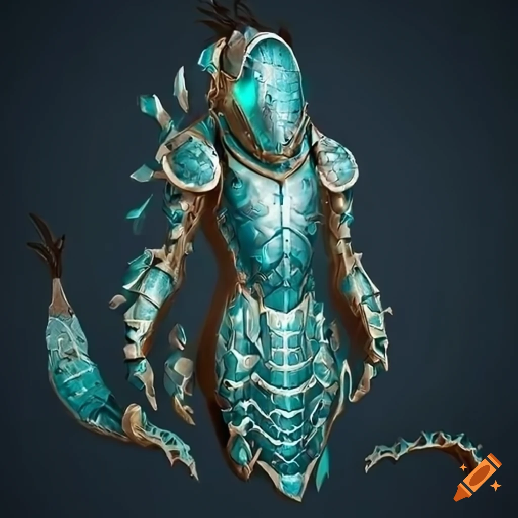 Intricately designed underwater armor inspired by sahuagin mythology on ...