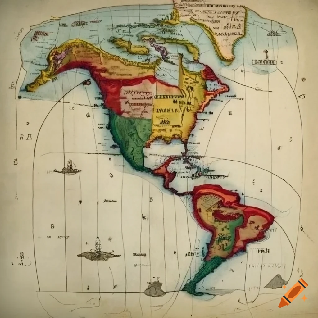 Children's map of the americas before 1492 on Craiyon