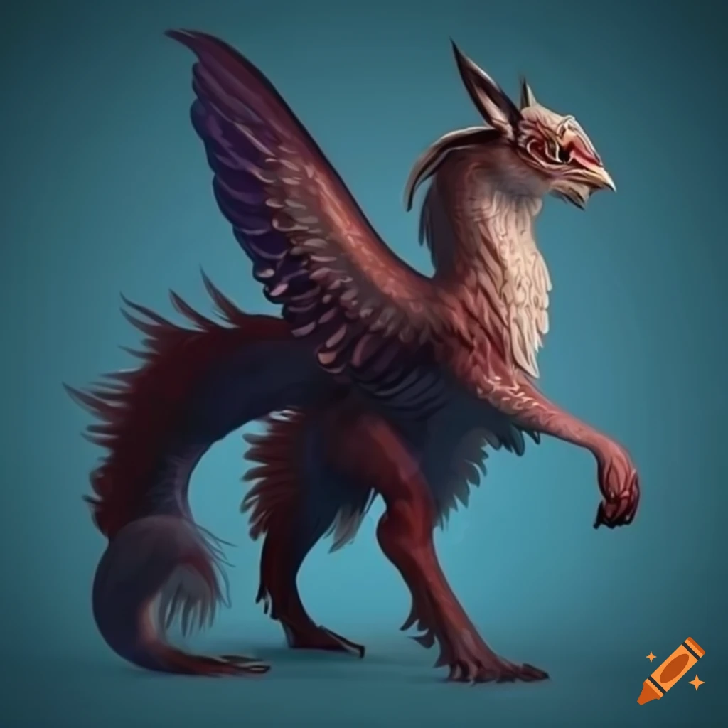 Elegant and graceful hybrid mythical creature with large expressive eyes and long tail on Craiyon