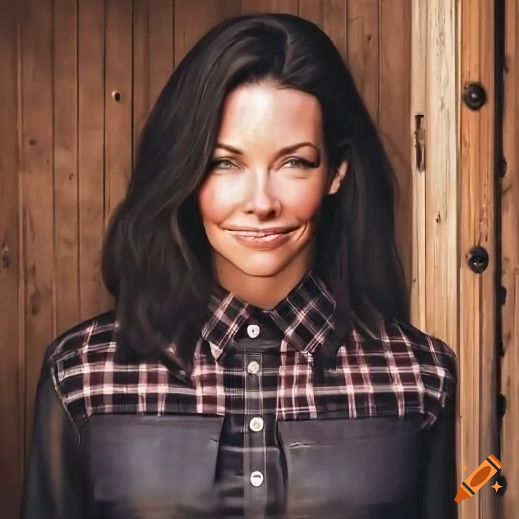 Actress evangeline lilly look-alike in country outfit standing in a ...