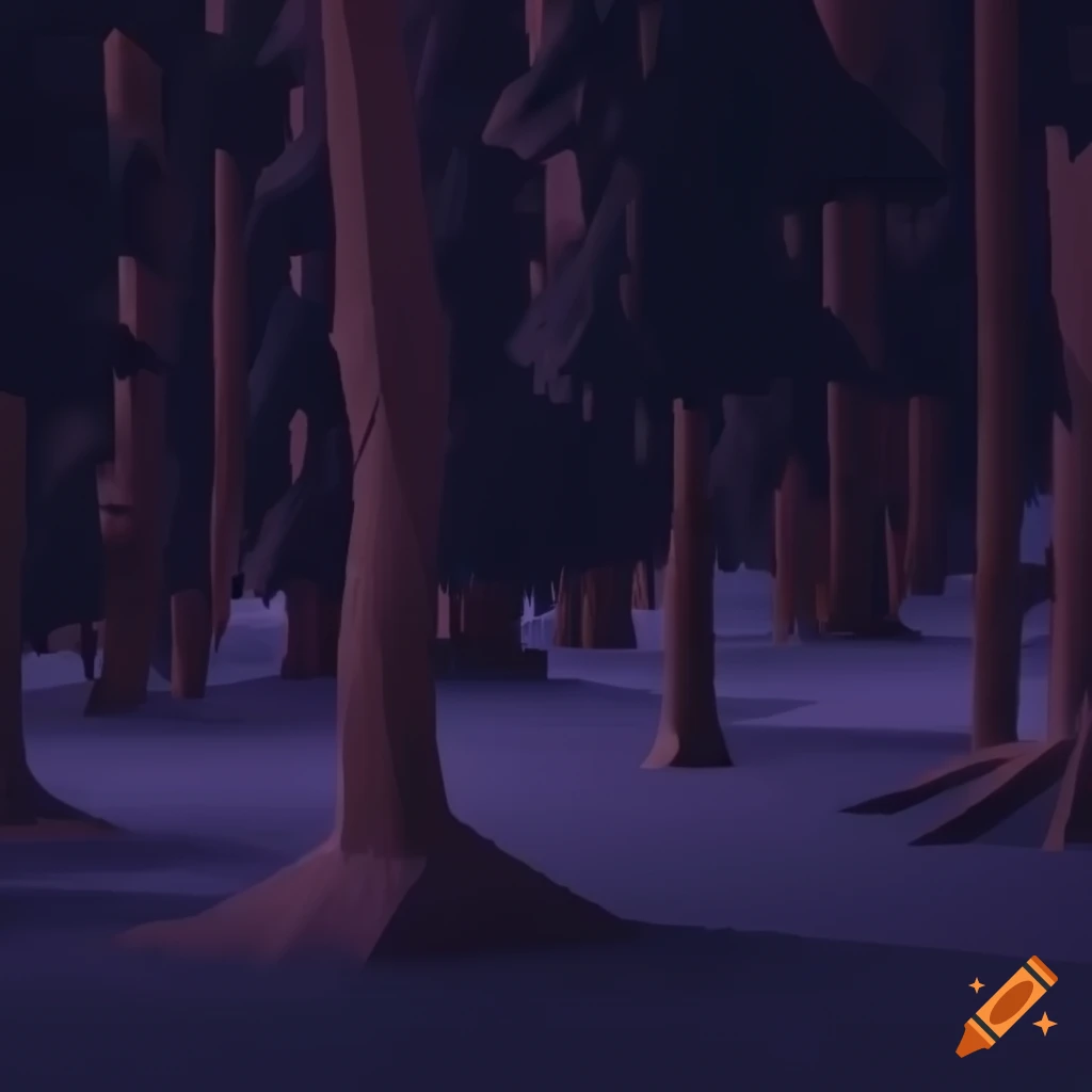 Low poly forest at night with a Ps2 aesthetic on Craiyon
