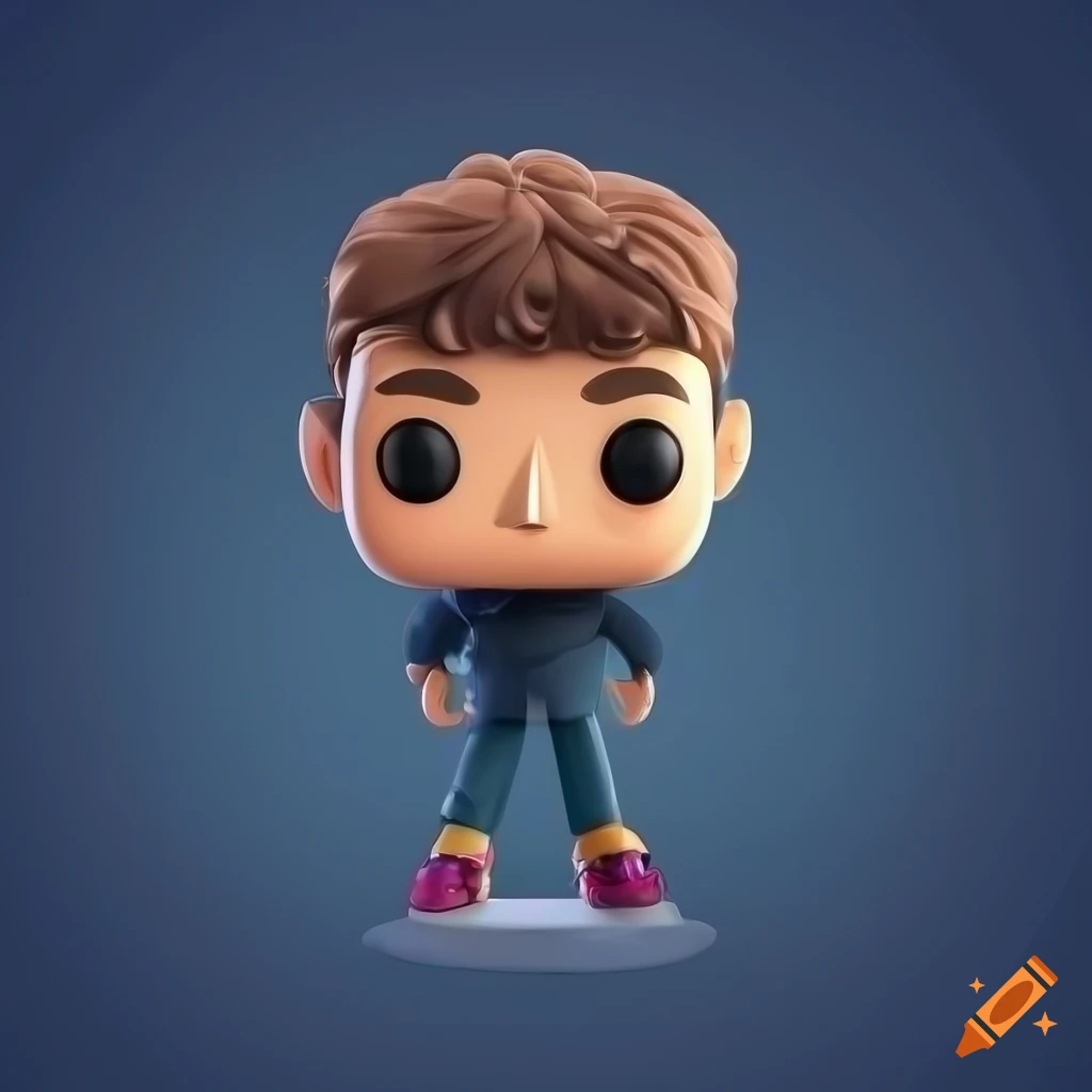 Funko pop man with unique head and nose in advanced chibi art style on ...