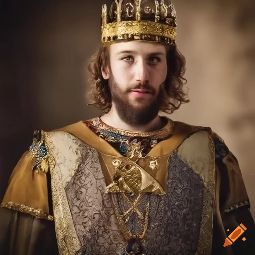 Regal portrait of king charlemagne in medieval attire on Craiyon