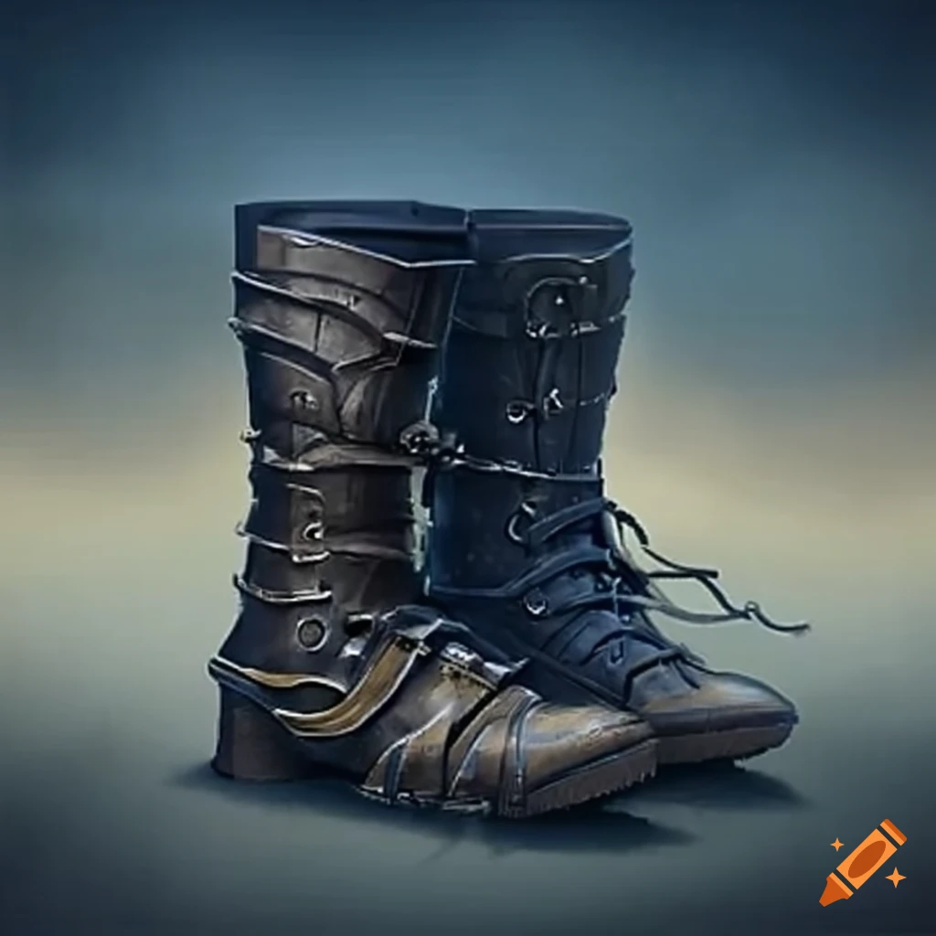 Fantasy knight's boot on the ground on Craiyon