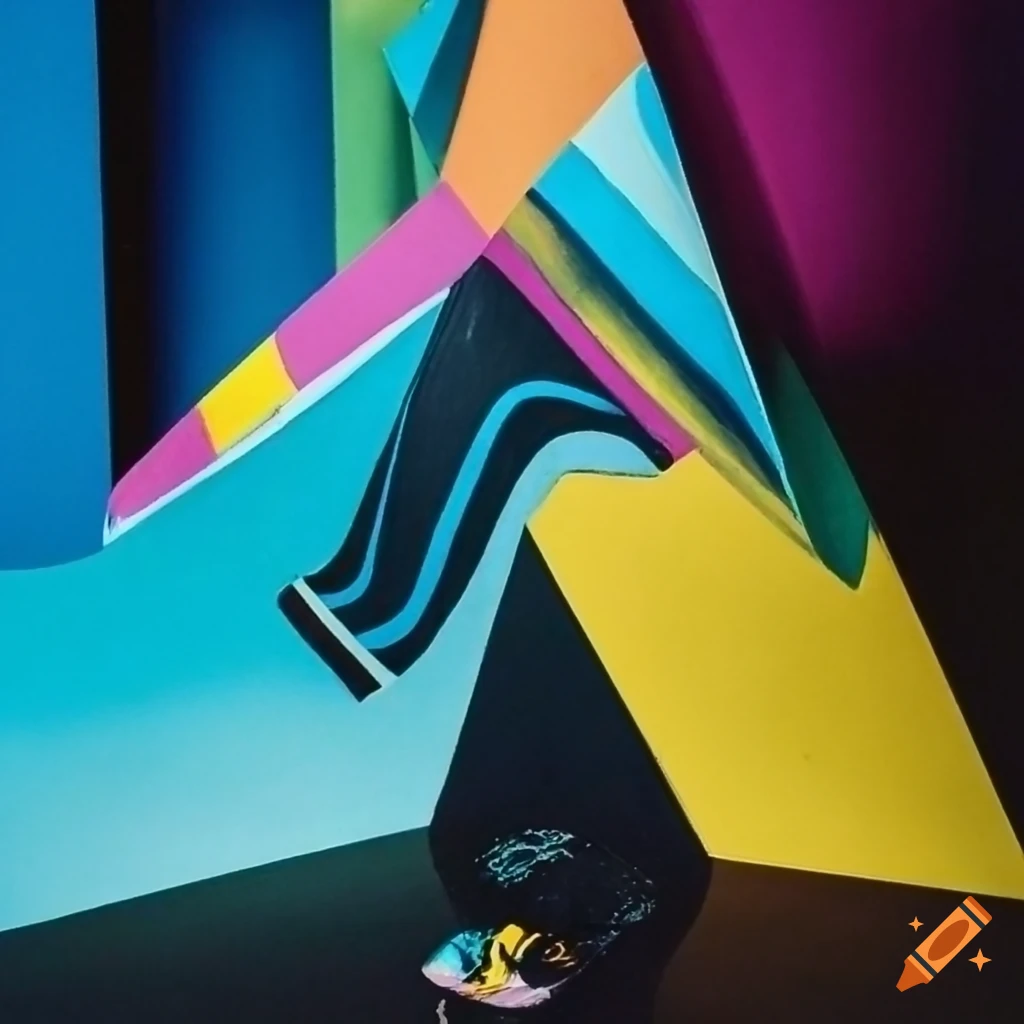 Abstract transgressive art piece inspired by Hockney and Dali with bold ...