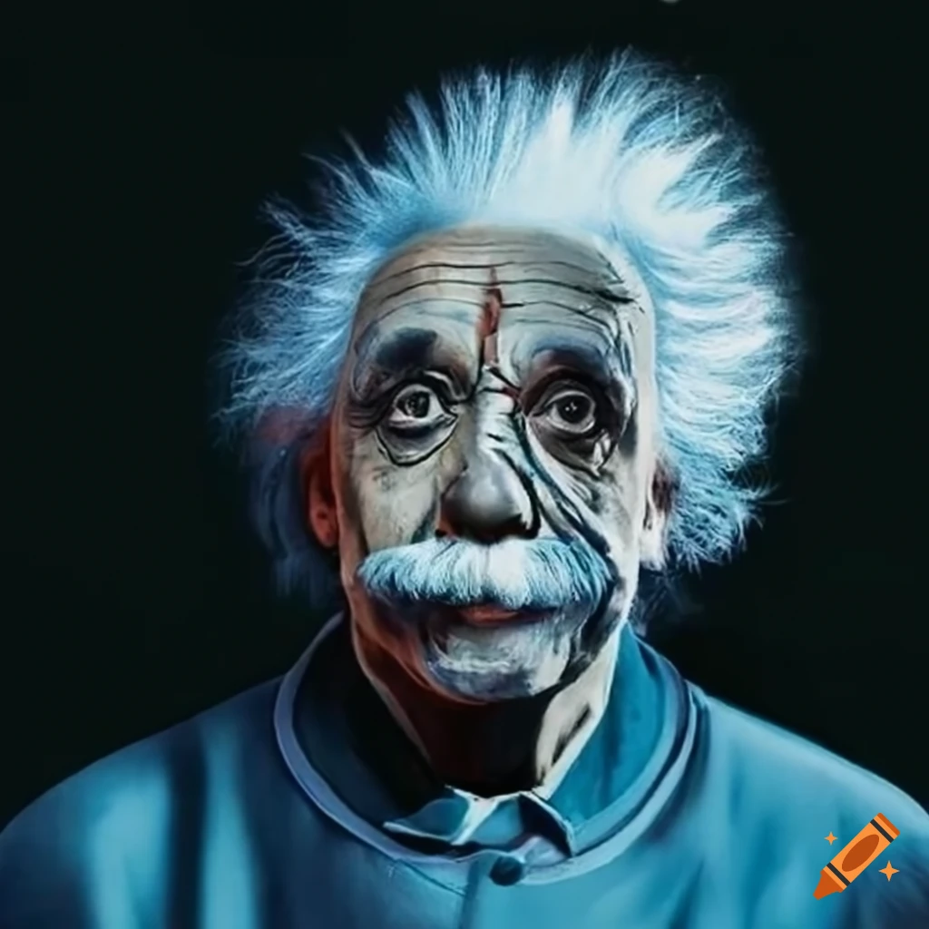 Bald einstein dressed as kiss on a spaceship on Craiyon