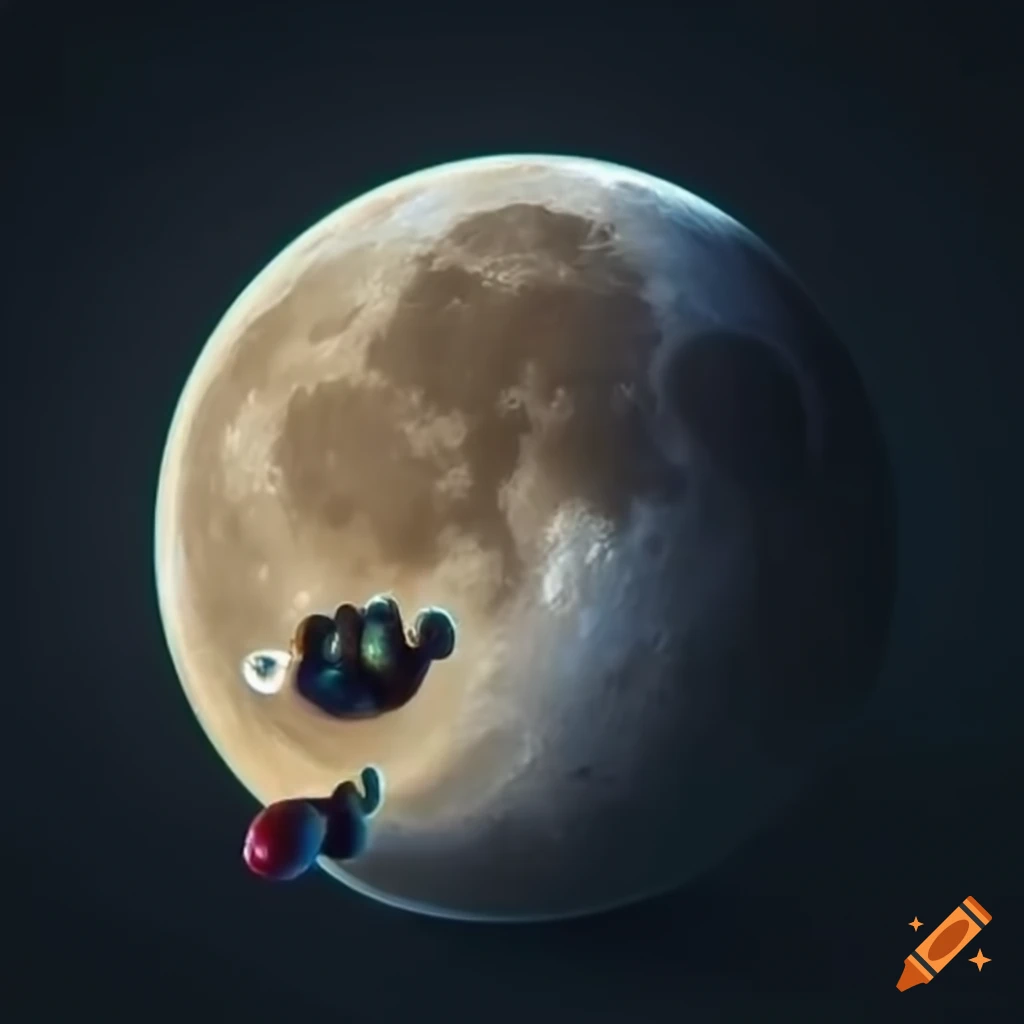 Creative gummy bear moon landing scene on Craiyon