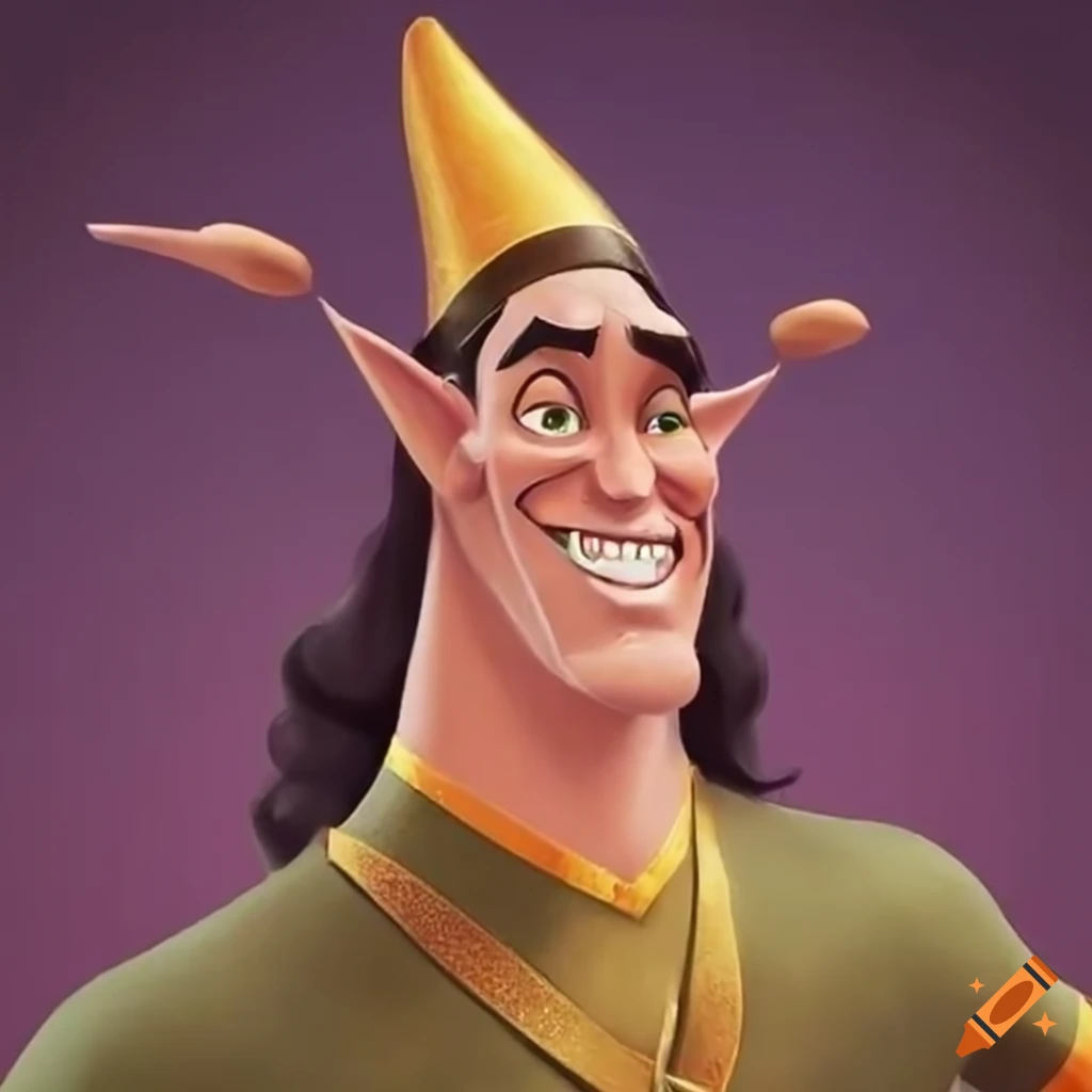 Whimsical elf character in druidic robes inspired by Disney's Kronk on ...