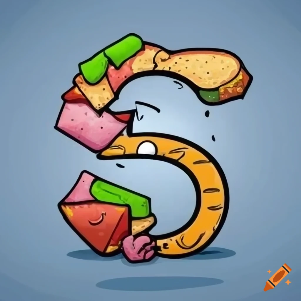 Playful cartoon illustration of a sandwiched number sequence on Craiyon