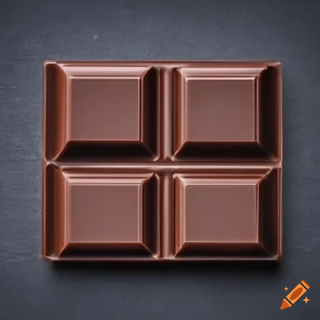 Chocolate bar divided into four equal pieces on Craiyon
