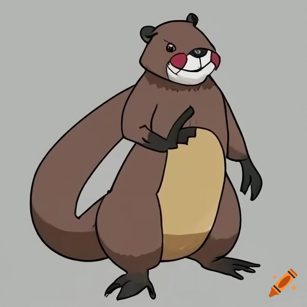 Adorable anthropomorphic nutria Pokemon standing tall on Craiyon