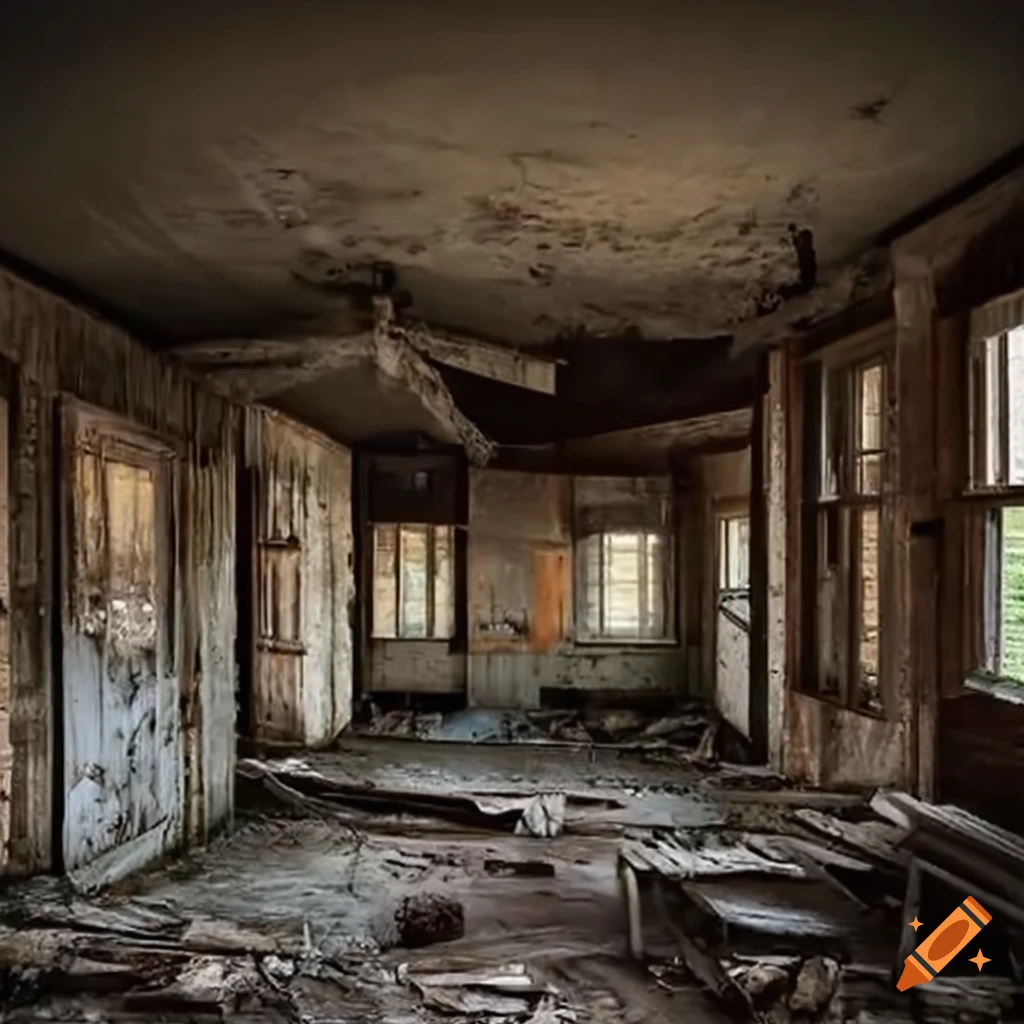 Dilapidated old motel in the woods on Craiyon