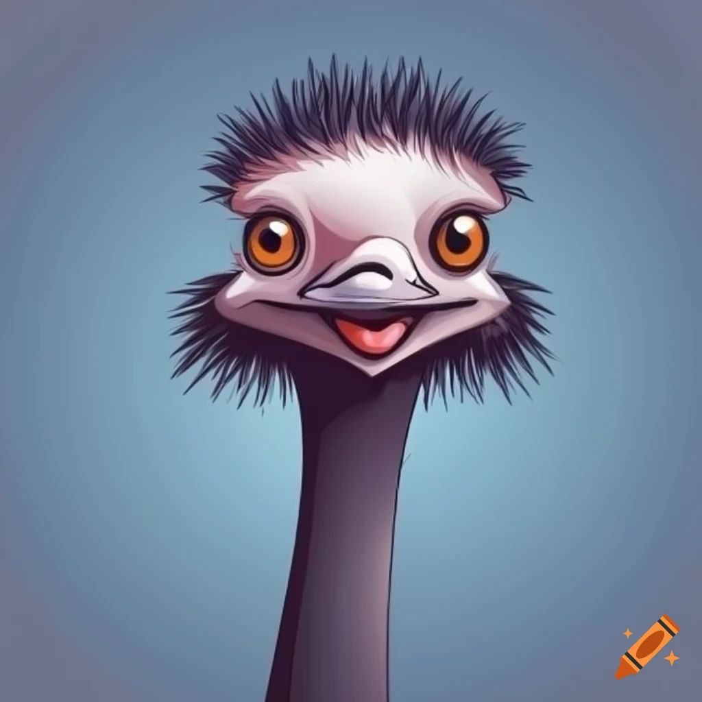Cartoon emu logo design on Craiyon