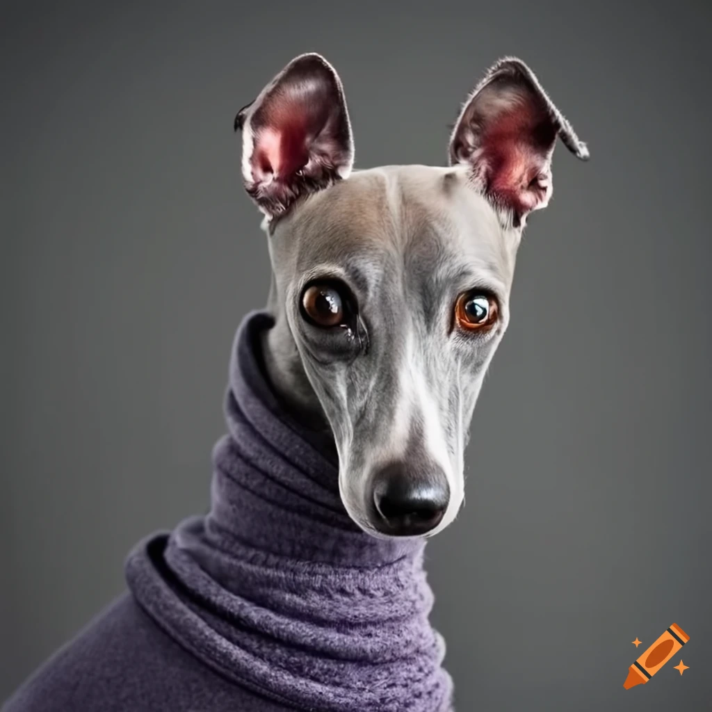 Stylish Italian Greyhound in a turtleneck sweater on Craiyon