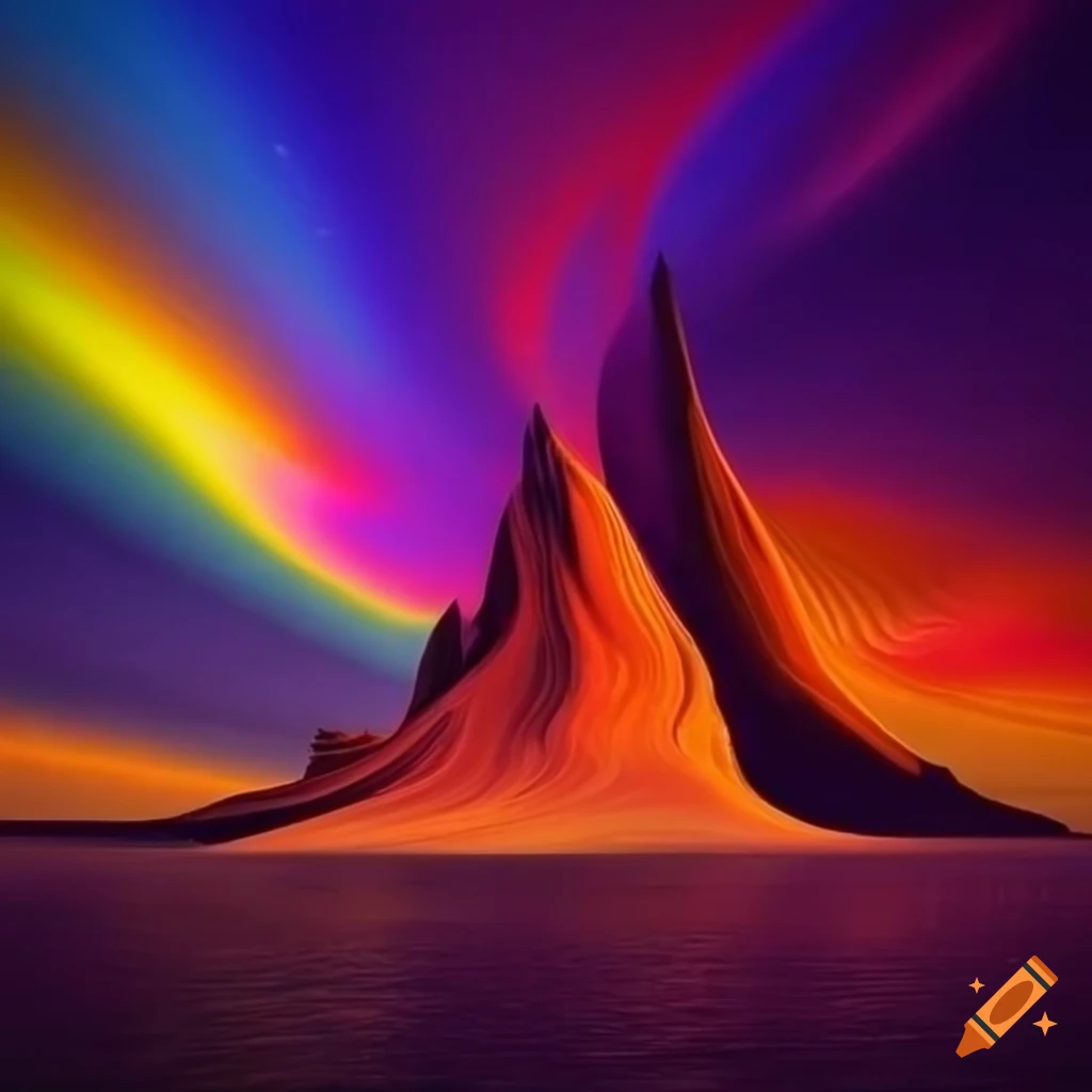 Breathtaking vibrant landscape with swirling colors and otherworldly ...